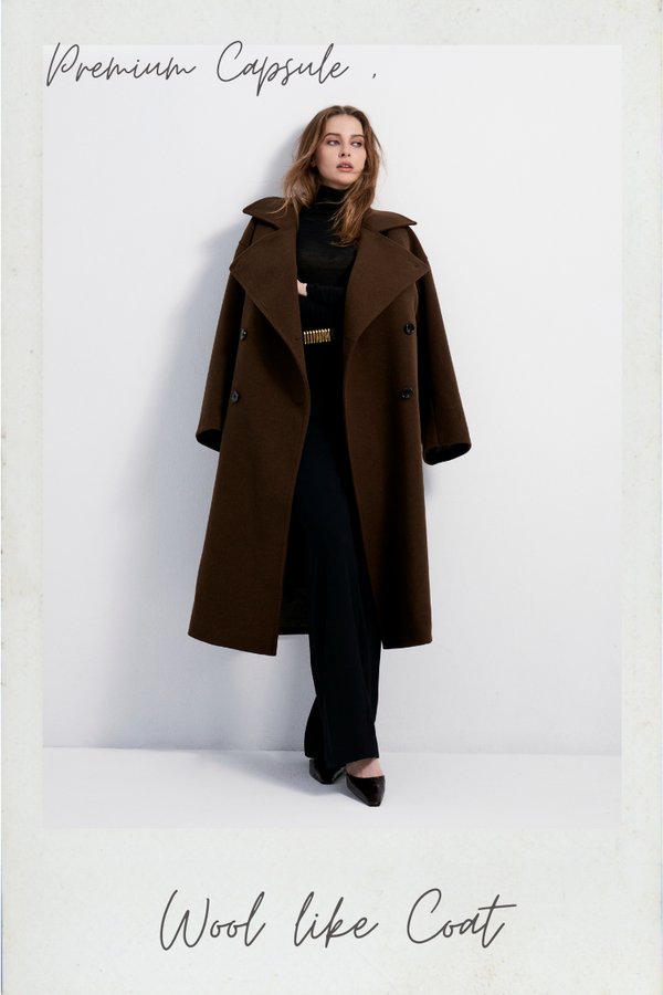 Women's premium imitation woolen comfortable and warm long coat – INC ...